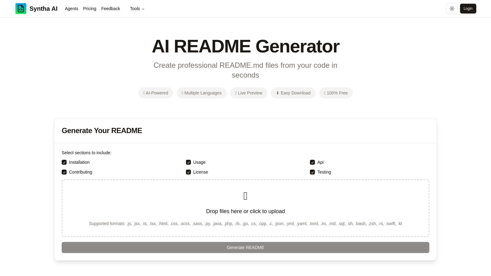 Syntha README Generator AI